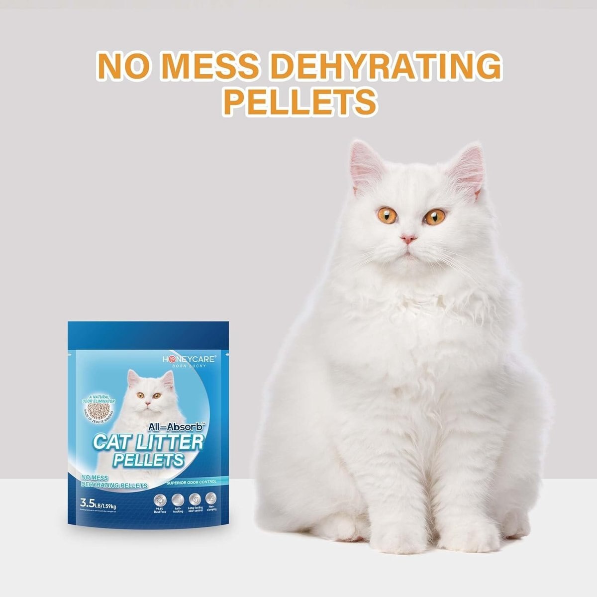 HONEYCARE All-Absorb Zeolite Pellets Unscented Non-Clumping Cat Litter ...