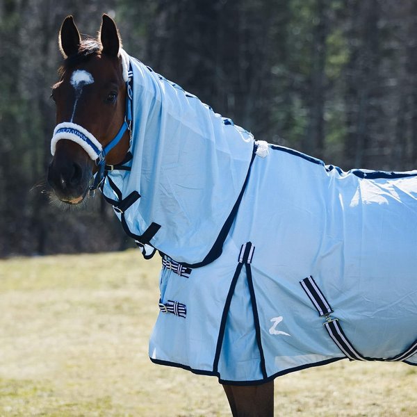 HORZE Freja Combo Flexi Neck Horse Fly Sheet, Light Blue, 81 - Chewy.com