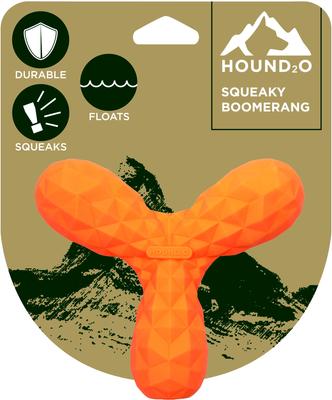 Discontinued - HOUND2O Squeaky Boomerang Dog Toy, Orange - Chewy.com