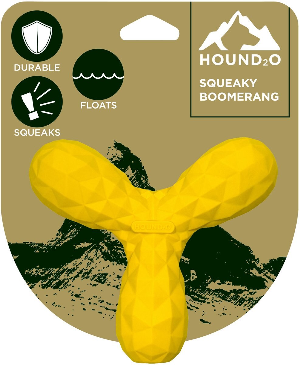 HOUND2O Squeaky Boomerang Dog Toy, Yellow - Chewy.com