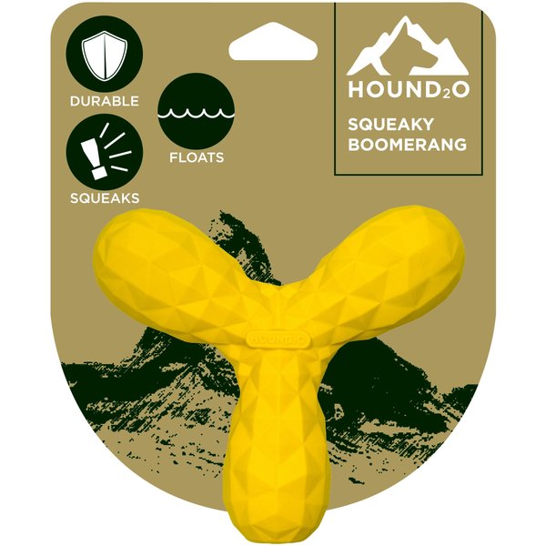 HOUND2O Squeaky Boomerang Dog Toy, Yellow - Chewy.com