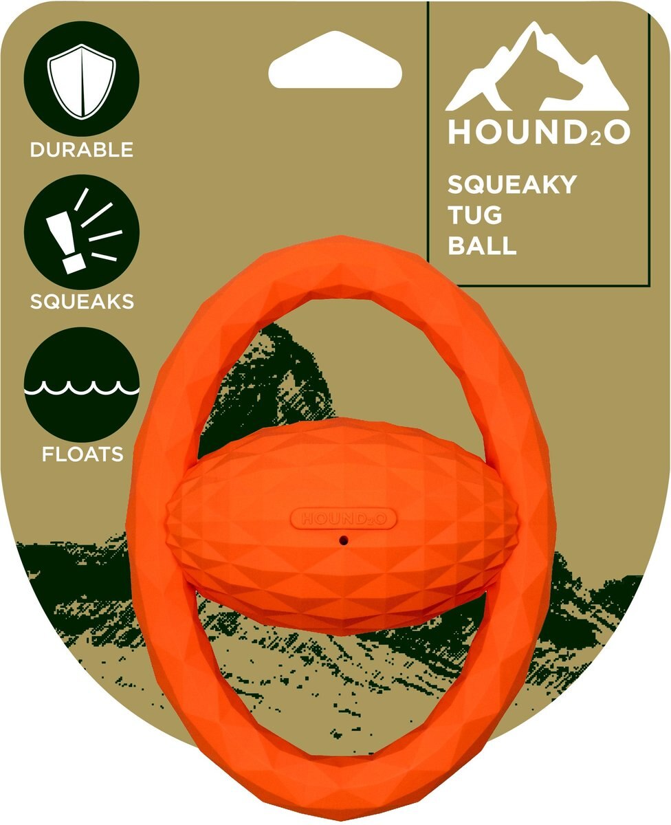 HOUND2O Squeaky Tug Ball Dog Toy, Orange - Chewy.com