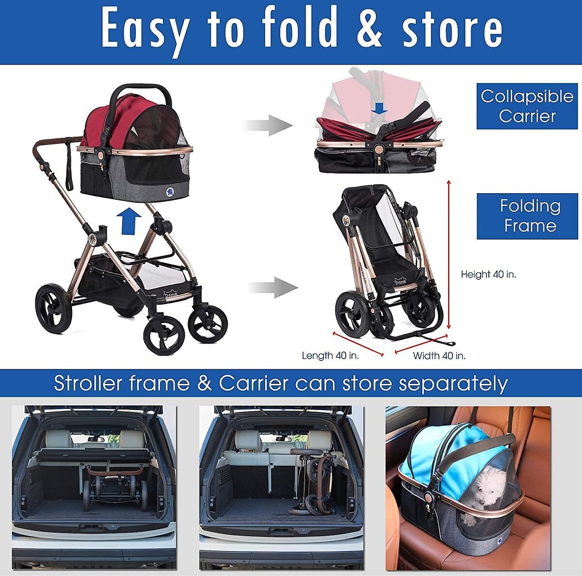 Out of Stock - HPZ Rover Prime G2 Luxury 3-in-1 Dog & Cat Stroller ...