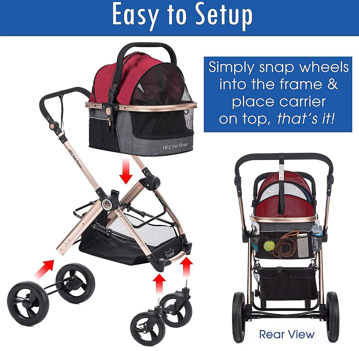 Out of Stock - HPZ Rover Prime G2 Luxury 3-in-1 Dog & Cat Stroller ...