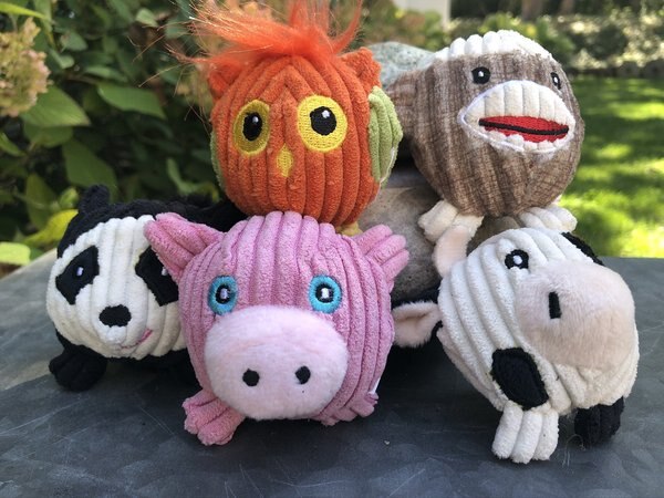 HUGGLEHOUNDS Wee Balls Raccoon, Owl, Pig, Bunny, Sock Monkey Dog Toys ...