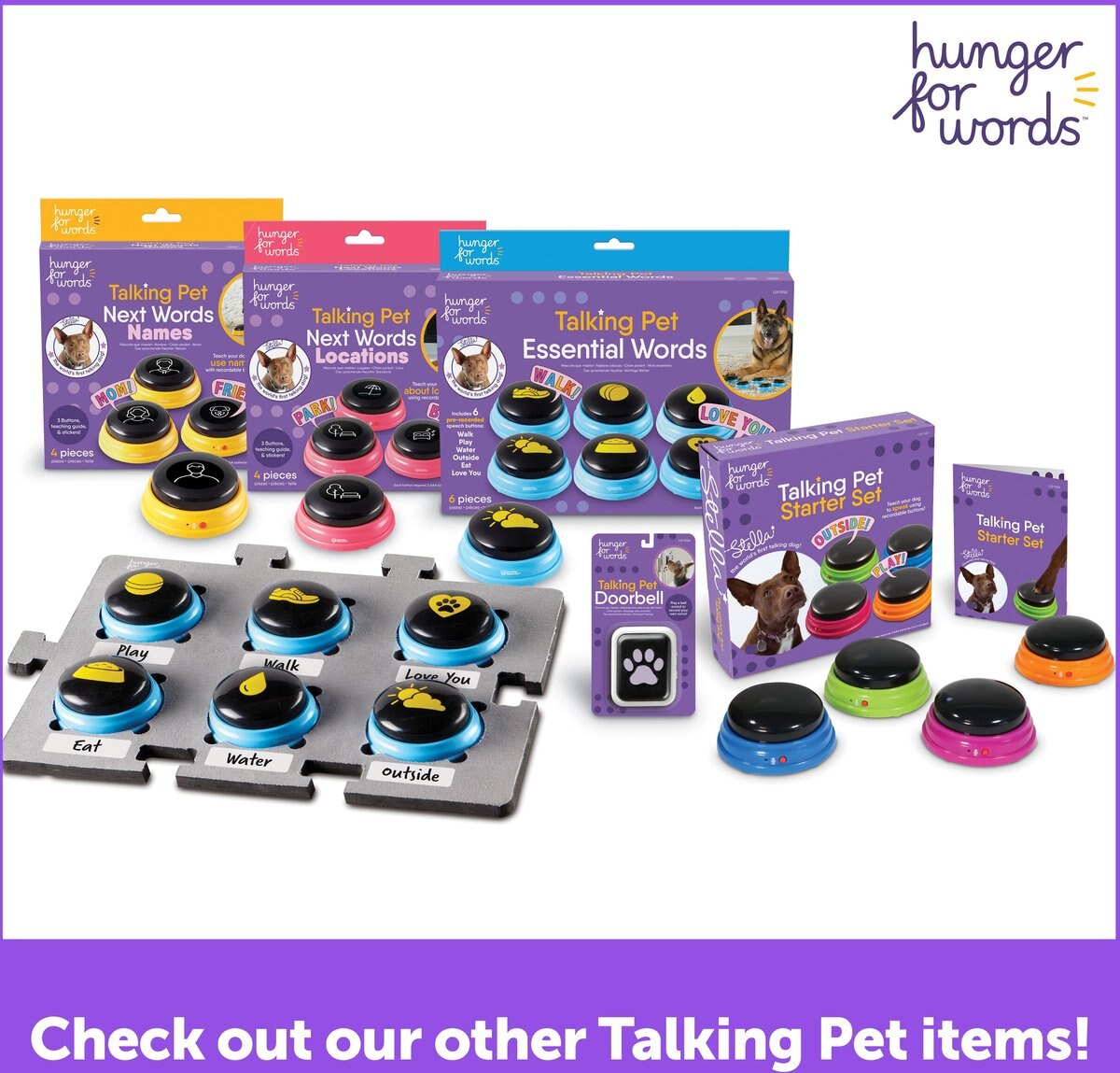HUNGER FOR WORDS Talking Pet Doorbell Dog Toy - Chewy.com