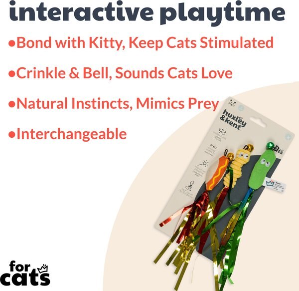 HUXLEY & KENT Cat Wand Refill 3 Pack Snacky Teasers Cat Toy, Green ...