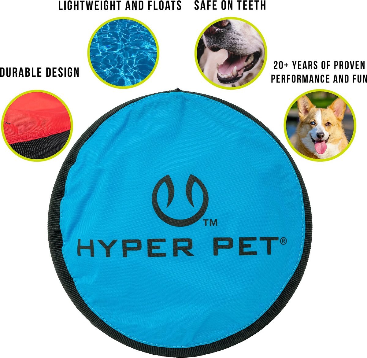 HYPER PET Flippy Flopper Flying Disc Dog Toy, Color Varies, 9-in, 5 ...