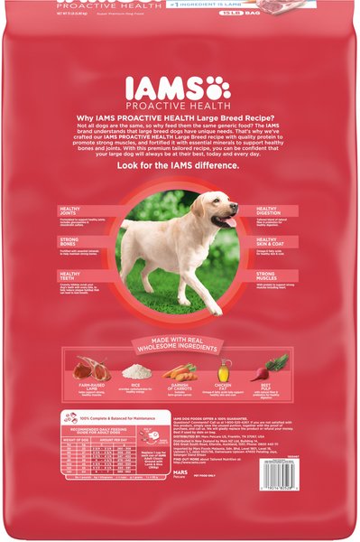 IAMS Proactive Health Large Breed Adult Lamb & Rice Recipe Dry Dog Food ...