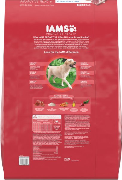 IAMS Proactive Health Large Breed Adult Lamb & Rice Recipe Dry Dog Food ...