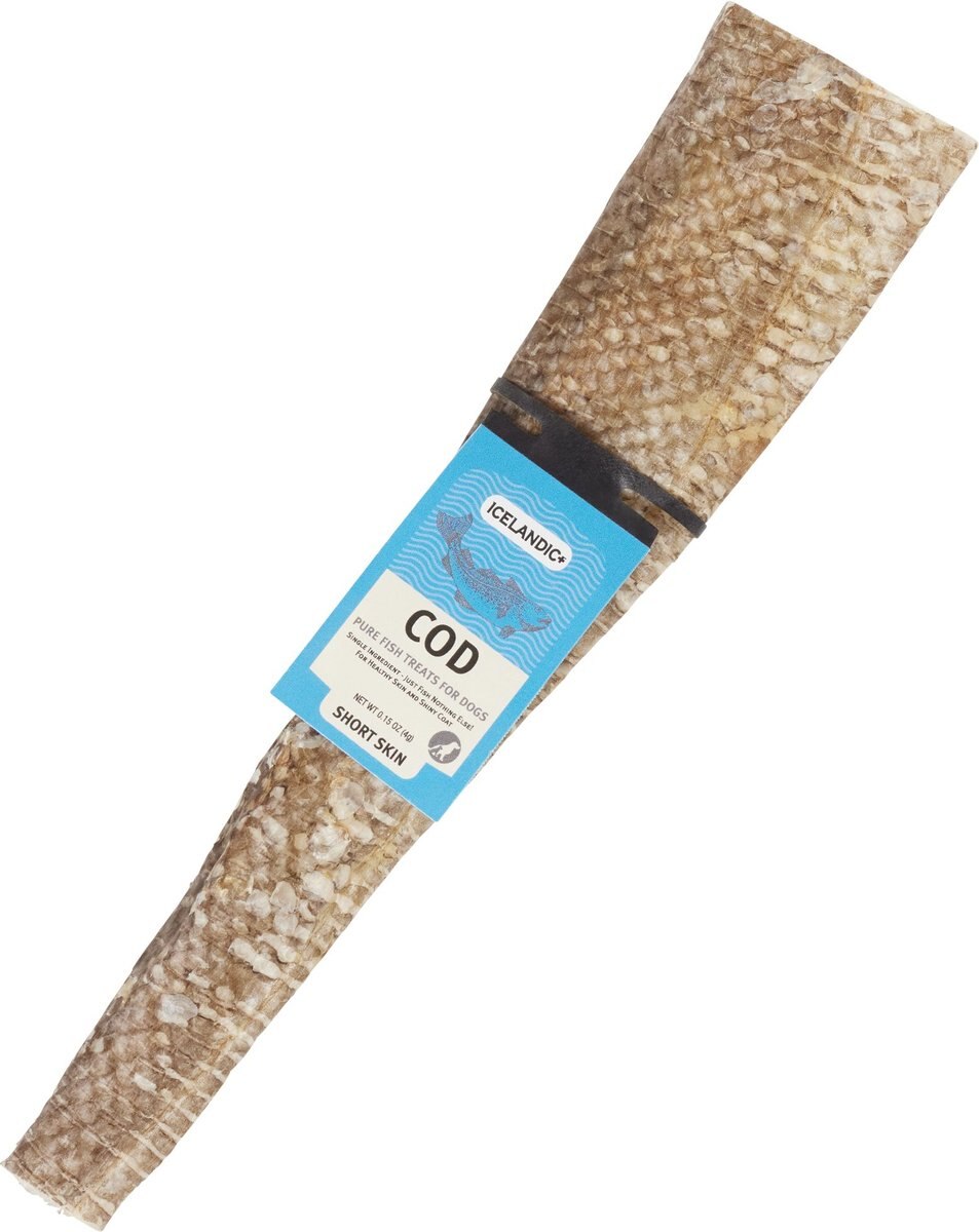 ICELANDIC+ Cod Short Skin Strips Fish Dog Treat, 1 count - Chewy.com
