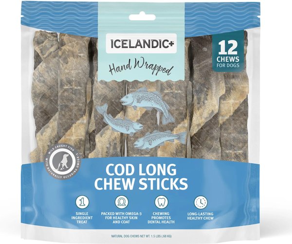 ICELANDIC+ Cod Skin 10-inch Hand Wrapped Natural Dog Chew, 12 count ...