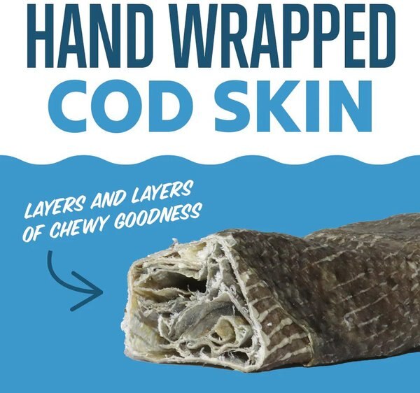 ICELANDIC+ Cod Skin 10-inch Hand Wrapped Natural Dog Chew, 12 count - Chewy.com