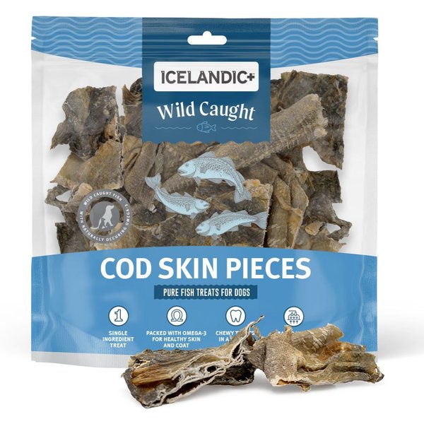 ICELANDIC+ Cod Skin Rolls Fish Dog Treat, 3.0-oz bag - Chewy.com