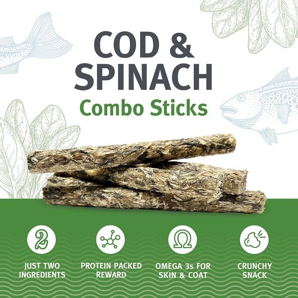 ICELANDIC+ Cod & Spinach Combo Sticks Dog Treats, 6 count - Chewy.com
