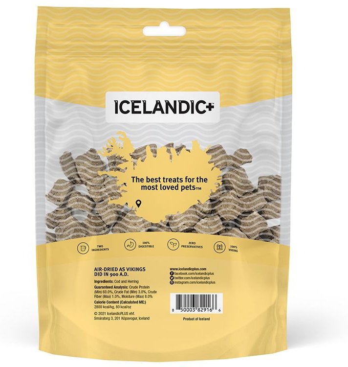 ICELANDIC+ Grain-Free Cod & Herring Combo Bites Dog Treats, 3-oz bag ...