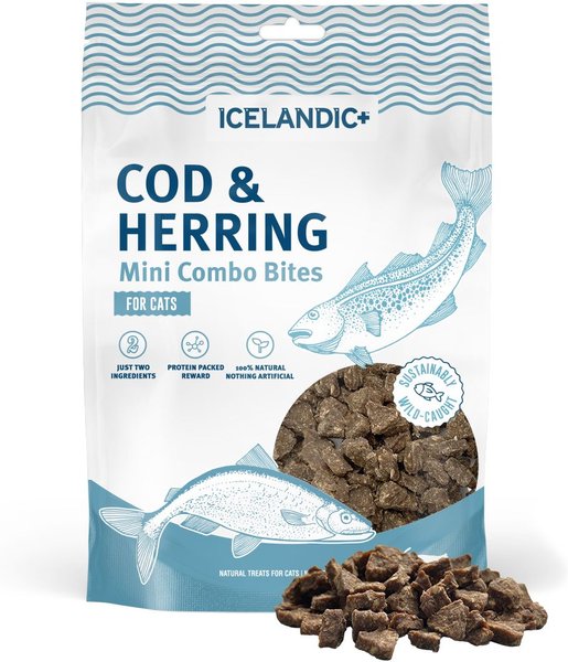 ICELANDIC+ Grain-Free Mini Cod & Herring Combo Bites Adult Crunchy Cat ...