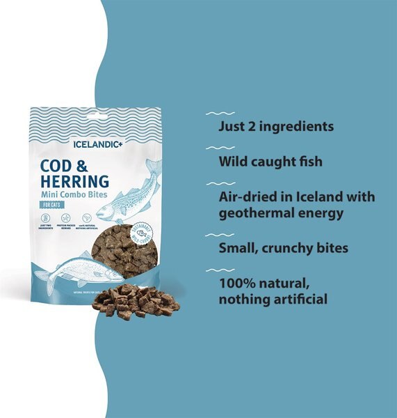 ICELANDIC+ Grain-Free Mini Cod & Herring Combo Bites Adult Crunchy Cat ...
