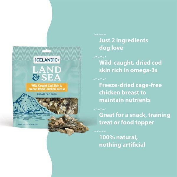 ICELANDIC+ Land & Sea Cod Skin & Chicken Breast Freeze-Dried Dog Treats ...
