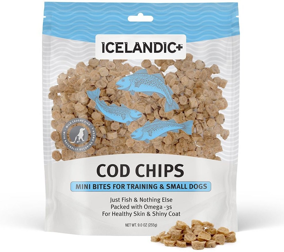 ICELANDIC+ Mini Cod Fish Chips Dehydrated Dog Treats, 9-oz bag - Chewy.com