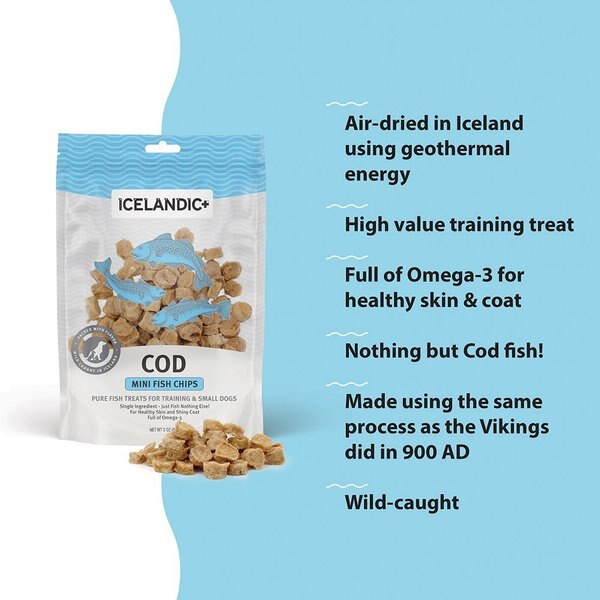 ICELANDIC+ Mini Cod Fish Chips Dog Treat, 2.5-oz bag - Chewy.com