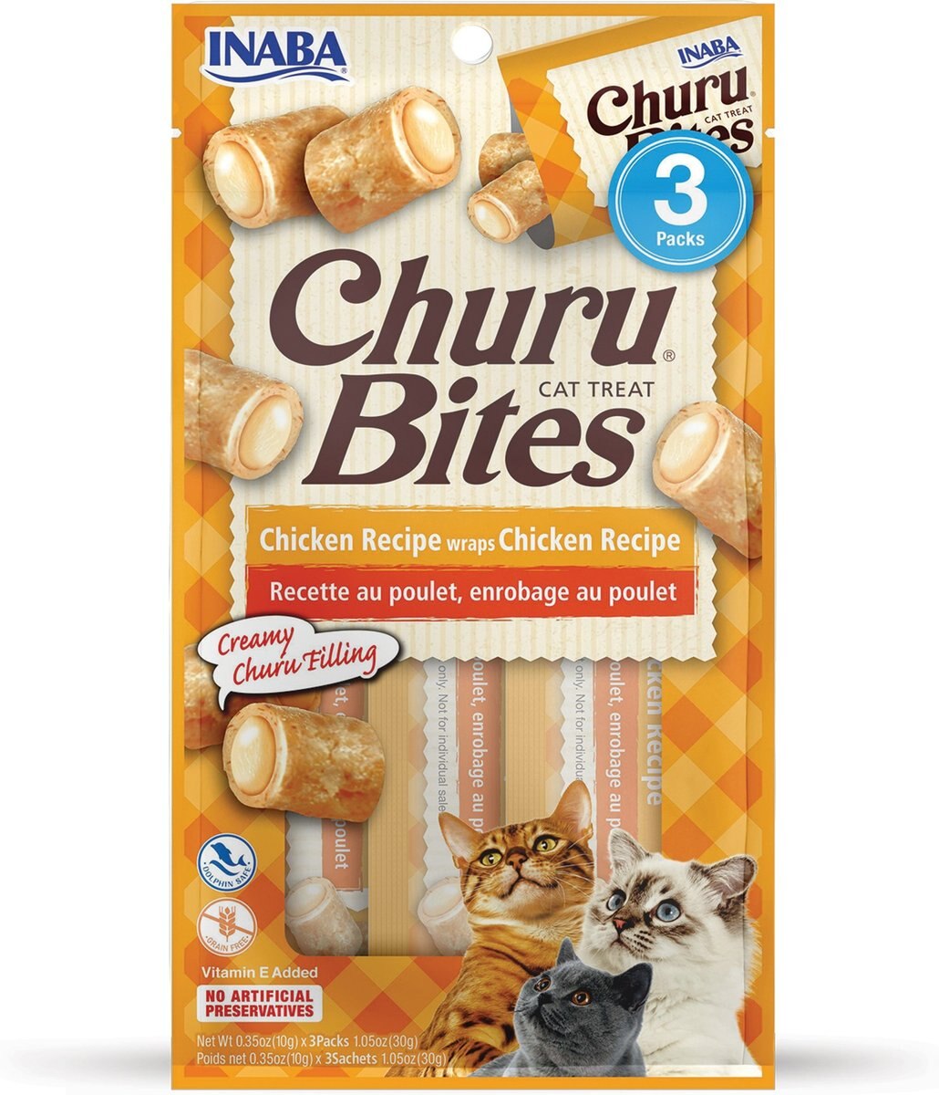 INABA Churu Bites Chicken Wraps Chicken Recipe Grain-Free Cat Treats, 0 ...