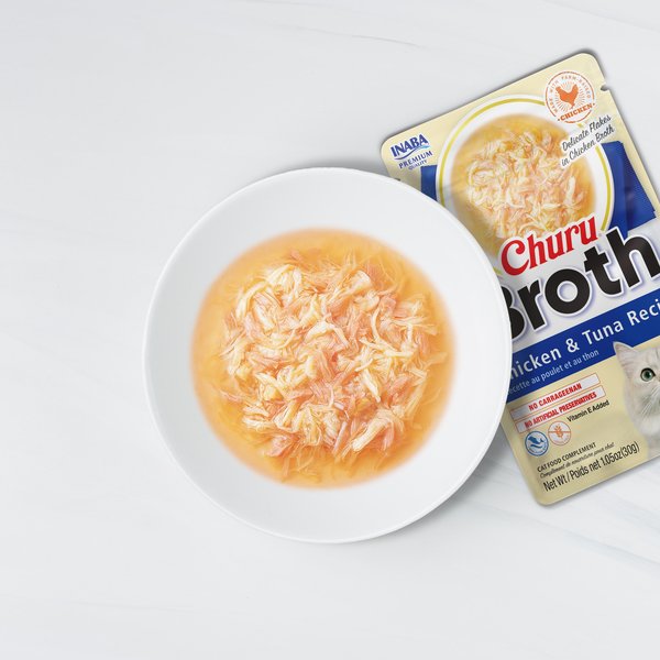 INABA Churu Broth for Cats Chicken & Tuna Variety Pack Lickable Cat ...