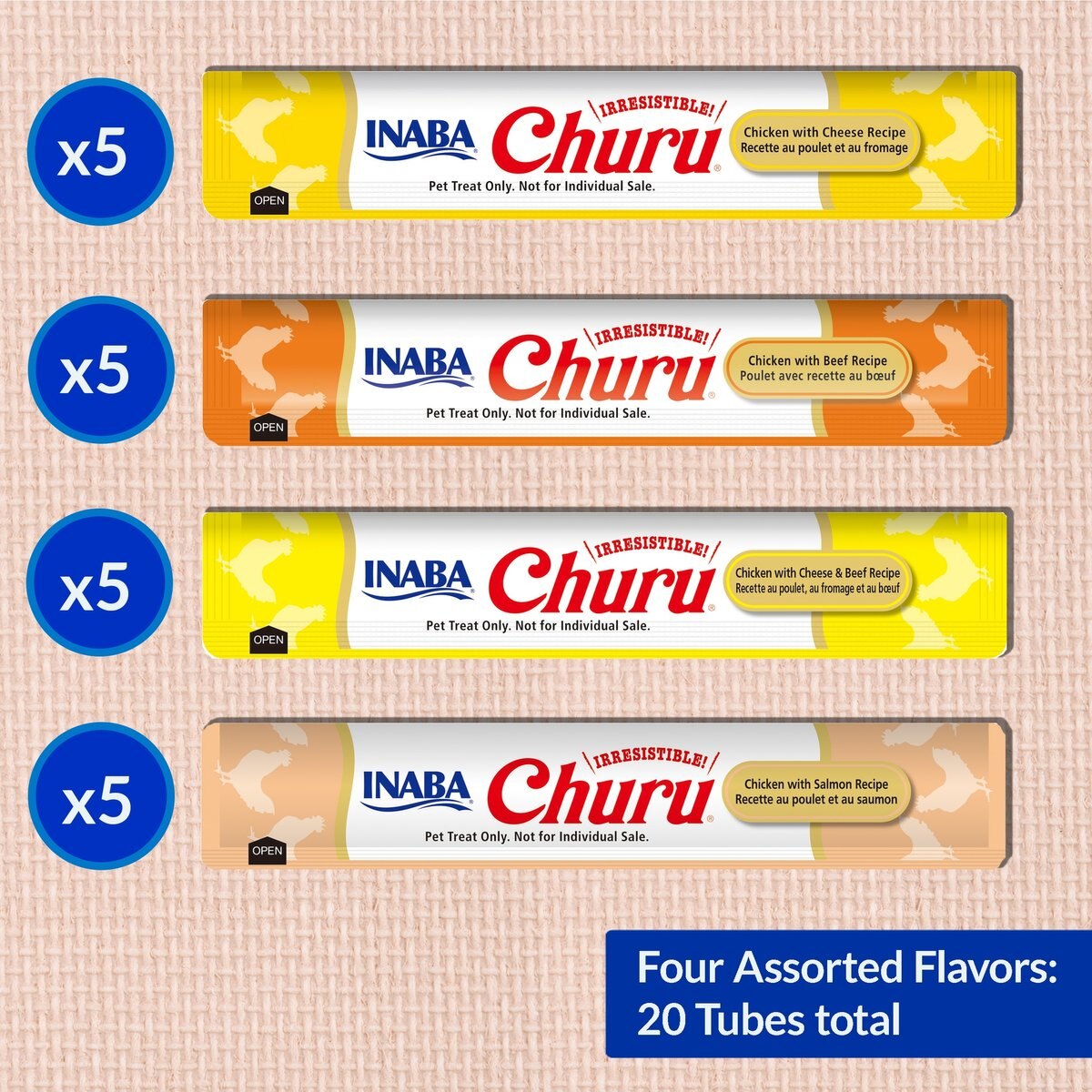 INABA Churu Chicken & Beef Variety Creamy Puree Grain-Free Lickable Cat ...