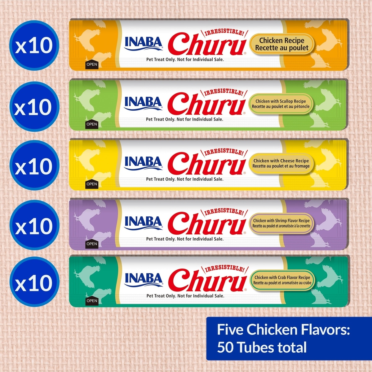 INABA Churu Chicken Variety Creamy Puree Grain-Free Lickable Cat Treats ...