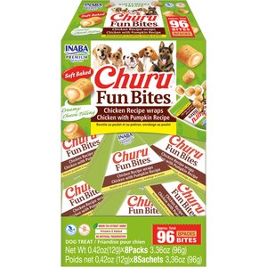 INABA Churu Fun Bites Chicken with Pumpkin Grain-Free Soft & Chewy Dog ...