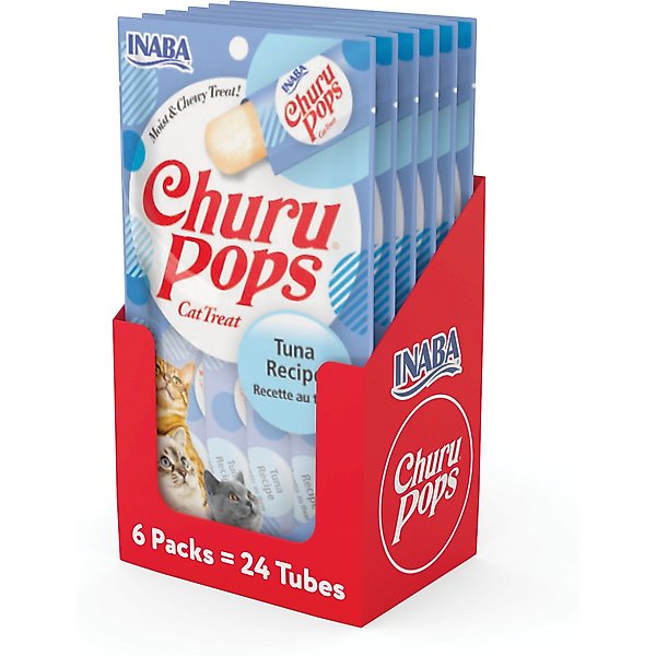 INABA Churu Pops Moist & Chewy Tuna Recipe Lickable Cat Treats, 0.54-oz ...