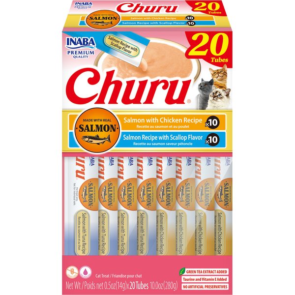 INABA Churu Chicken Puree Variety Pack Grain-Free Lickable Cat Treat, 20 count - Chewy.com