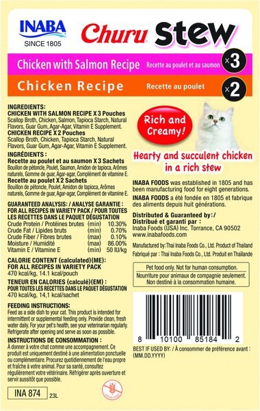 INABA Churu Stew for Cats Chicken Variety Pack Lickable Cat Treats, 1. ...