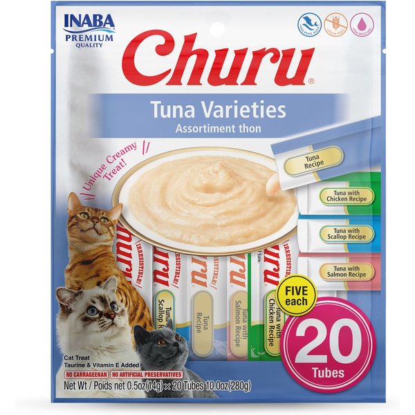INABA Churu Chicken Puree Variety Pack Grain-Free Lickable Cat Treat, 20 count - Chewy.com