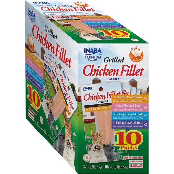 INABA Grilled Chicken Fillet Variety Box Soft & Chewy Cat Treats, 10 count - Chewy.com