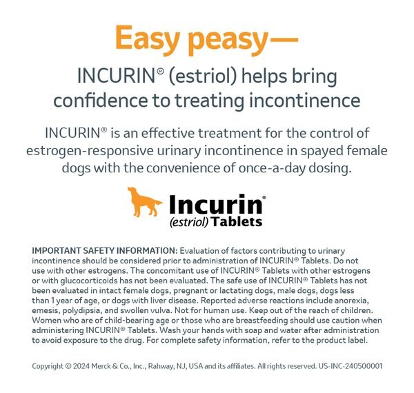 INCURIN (Estriol) Tablets for Dogs, 1-mg - Easy Refills | Chewy Rx