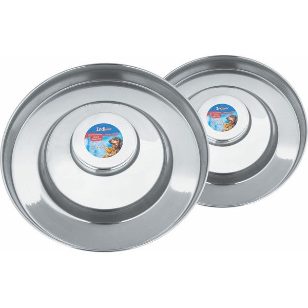 INDIPETS Heavy Duty Stainless Steel Elevated Dog & Cat Saucer, 11-in ...
