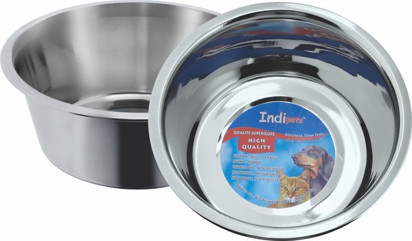 INDIPETS Stainless Steel Standard Dog & Cat Feeding Dish, 7.5-qt ...