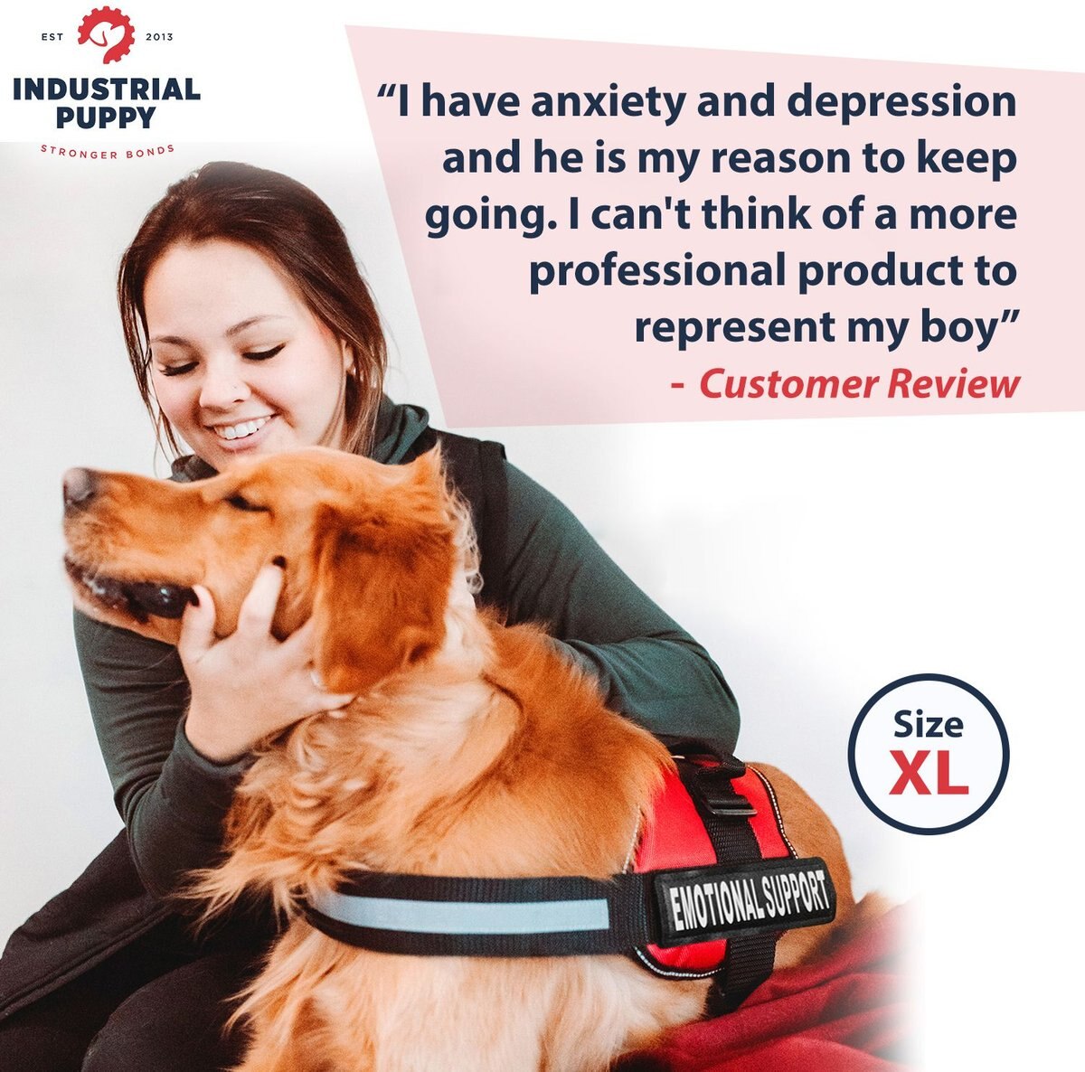 INDUSTRIAL PUPPY Emotional Support Animal ESA Reflective Dog Harness ...