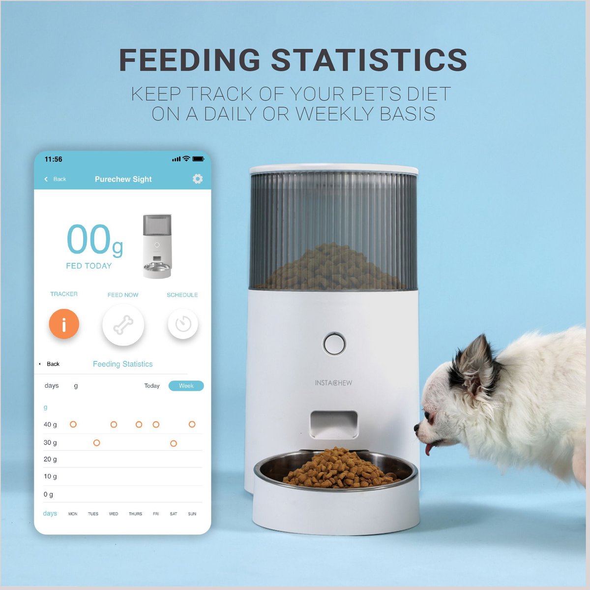 INSTACHEW Purechew Mini Automatic Stainless Steel Smart Pet Feeder ...