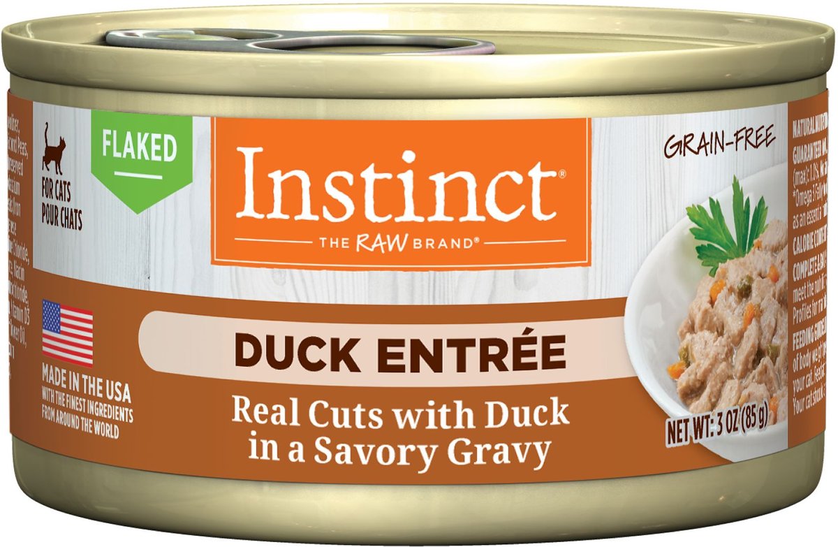INSTINCT Duck Entree Grain-Free Flaked Wet Cat Food, 3-oz can, case of ...
