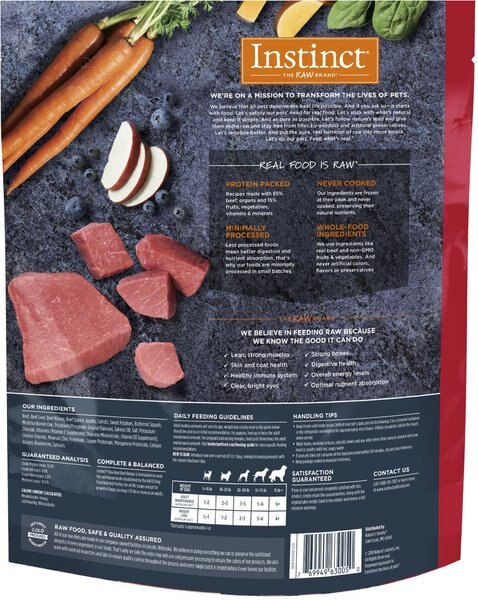 INSTINCT Frozen Raw Patties Grain-Free Real Beef Recipe Dog Food, 6-lb ...