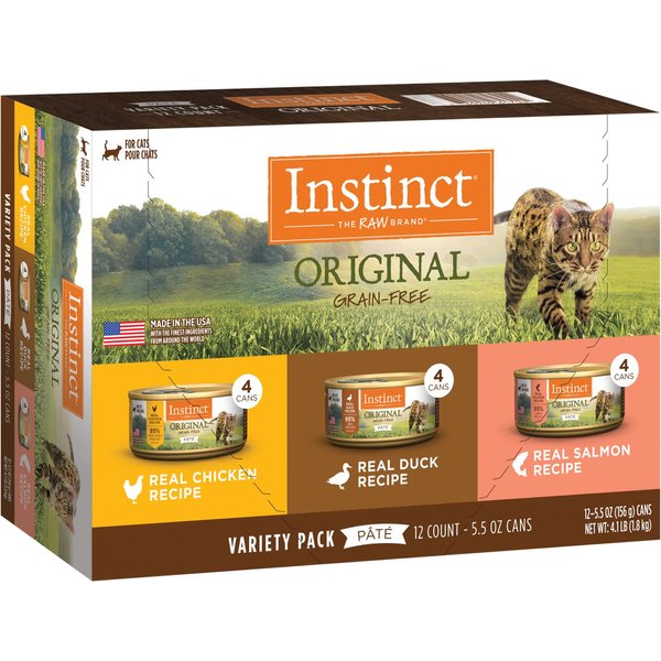 INSTINCT Original Variety Pack Grain-Free Pate Wet Cat Food, 5.5-oz can ...