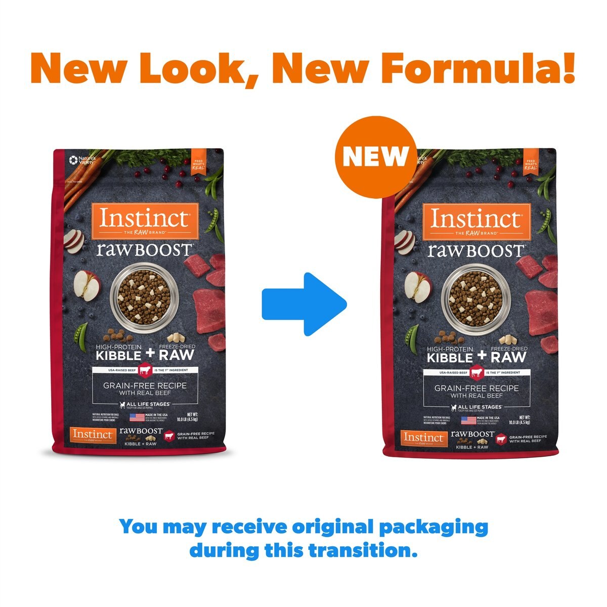 INSTINCT Raw Boost Adult Grain-Free Real Beef Recipe Dry Dog Food, 10 ...