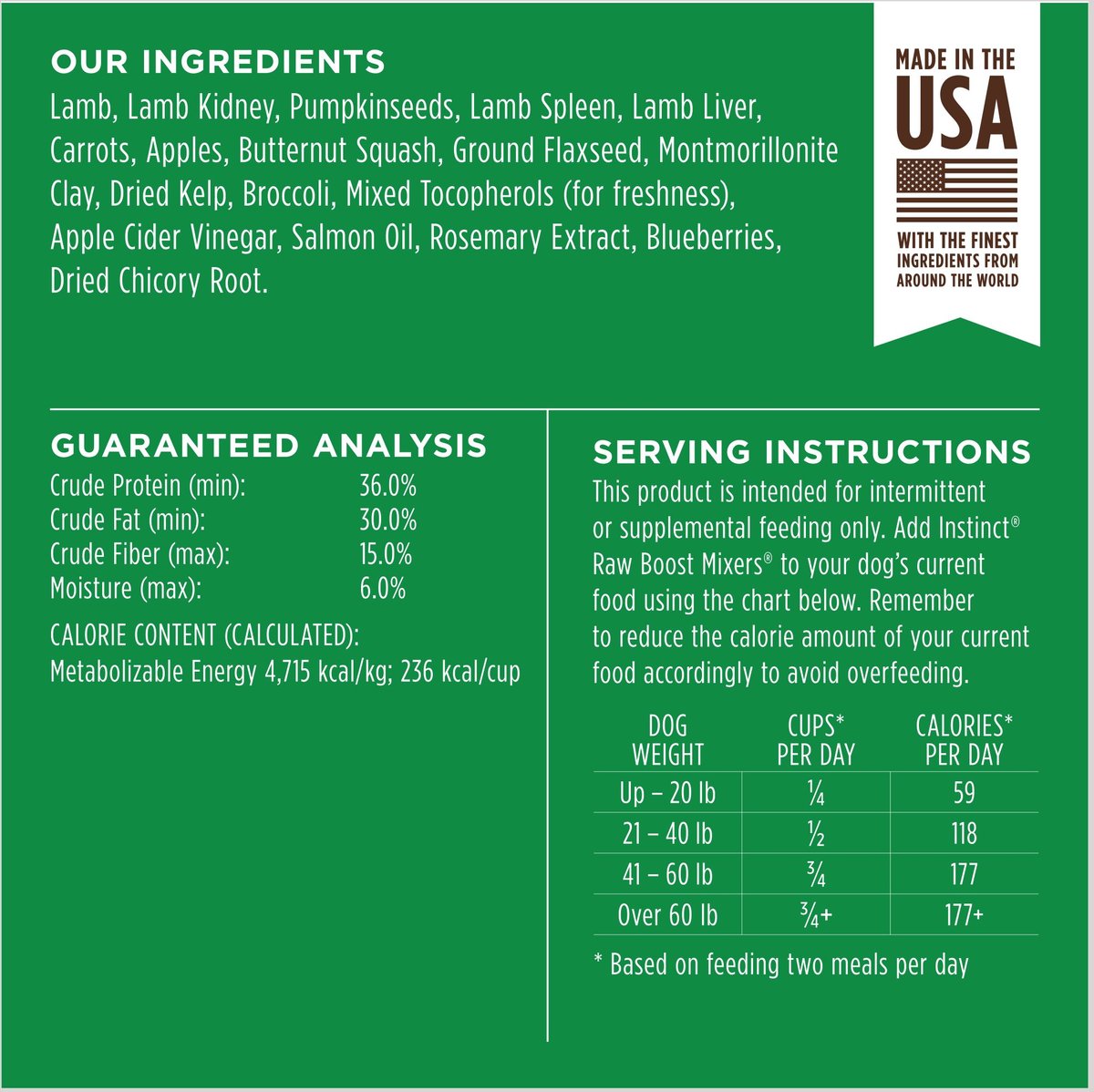INSTINCT Raw Boost Mixers Lamb Recipe Grain-Free Freeze-Dried Dog Food ...