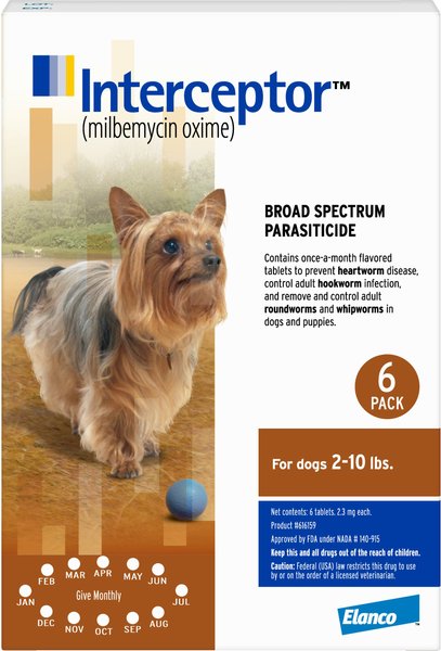 INTERCEPTOR Flavored Tablet for Dogs, 2-10 lbs, (Brown Box) - Easy ...