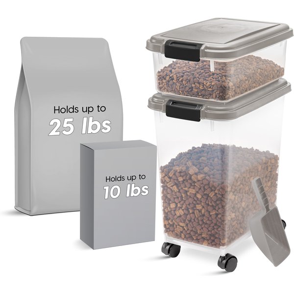 IRIS 3-Piece WeatherPro Airtight Stackable Dog, Cat & Bird Food Storage ...