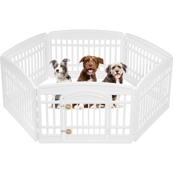 IRIS 4-6 Panel Dog Exercise Playpen with Door, 24-in, White, 6-panel ...