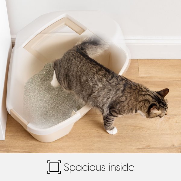 Discontinued - IRIS Hooded Corner Cat Litter Box with Front Door Flap ...