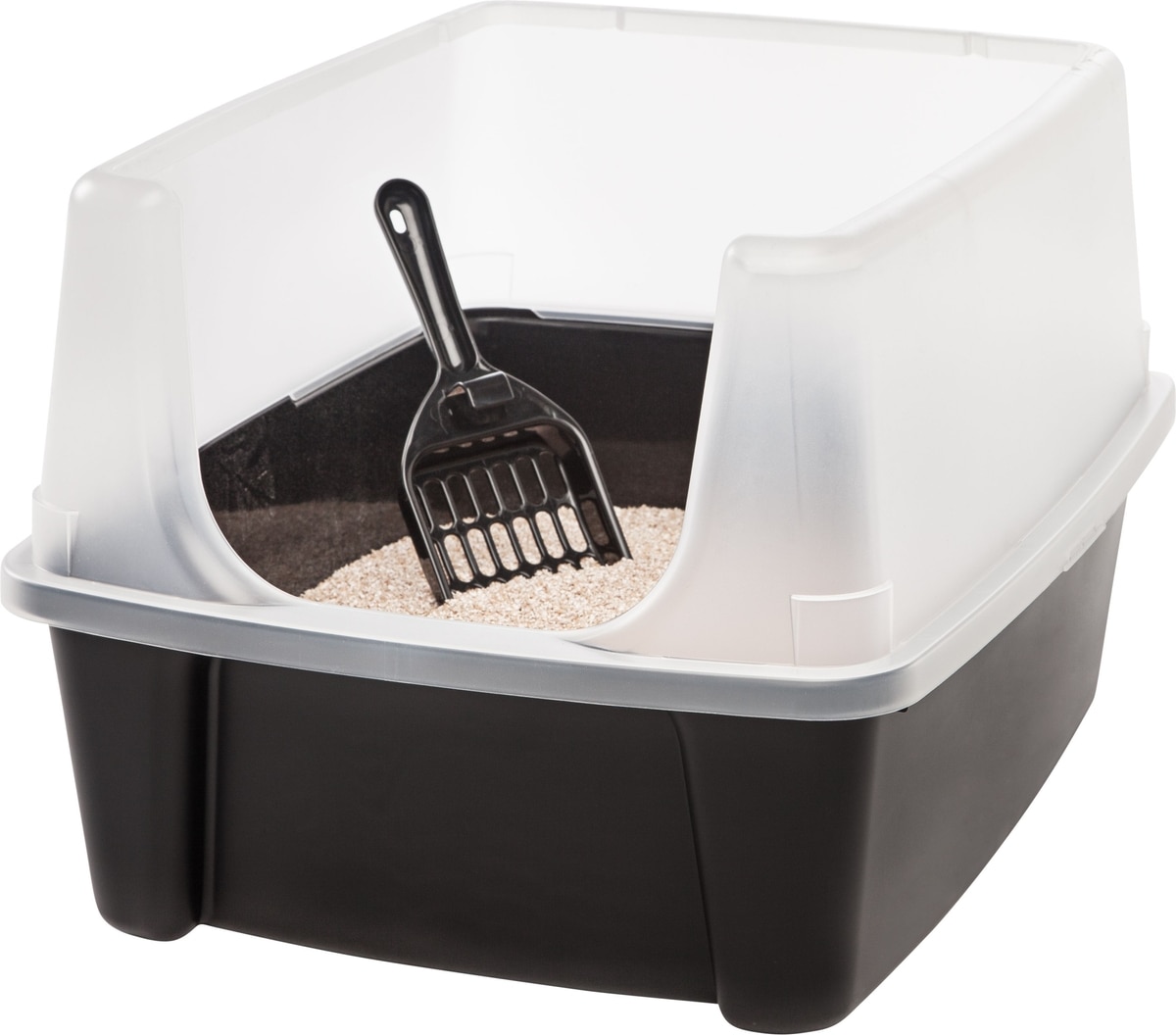 Discontinued - IRIS Open-Top Cat Litter Box with Scatter Shield & Scoop ...